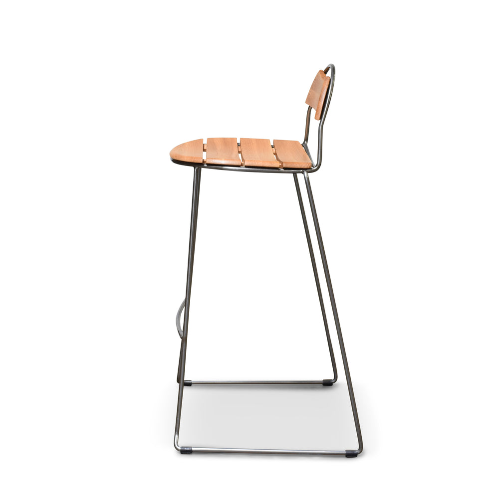 Davis Contemporary Bar Stool, Set of 2, Oak and Steel - Gingko Furniture